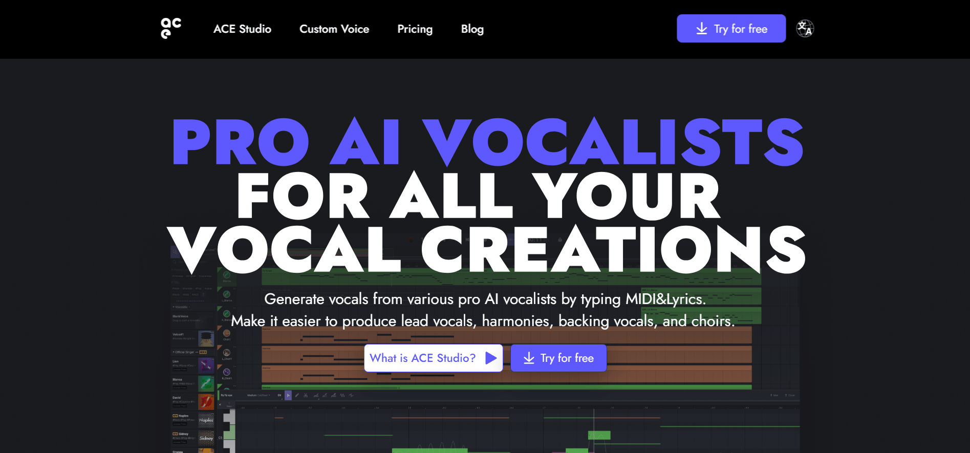 ACE Studio: AI Vocal Creation Tool for Music Production | Free Trial
