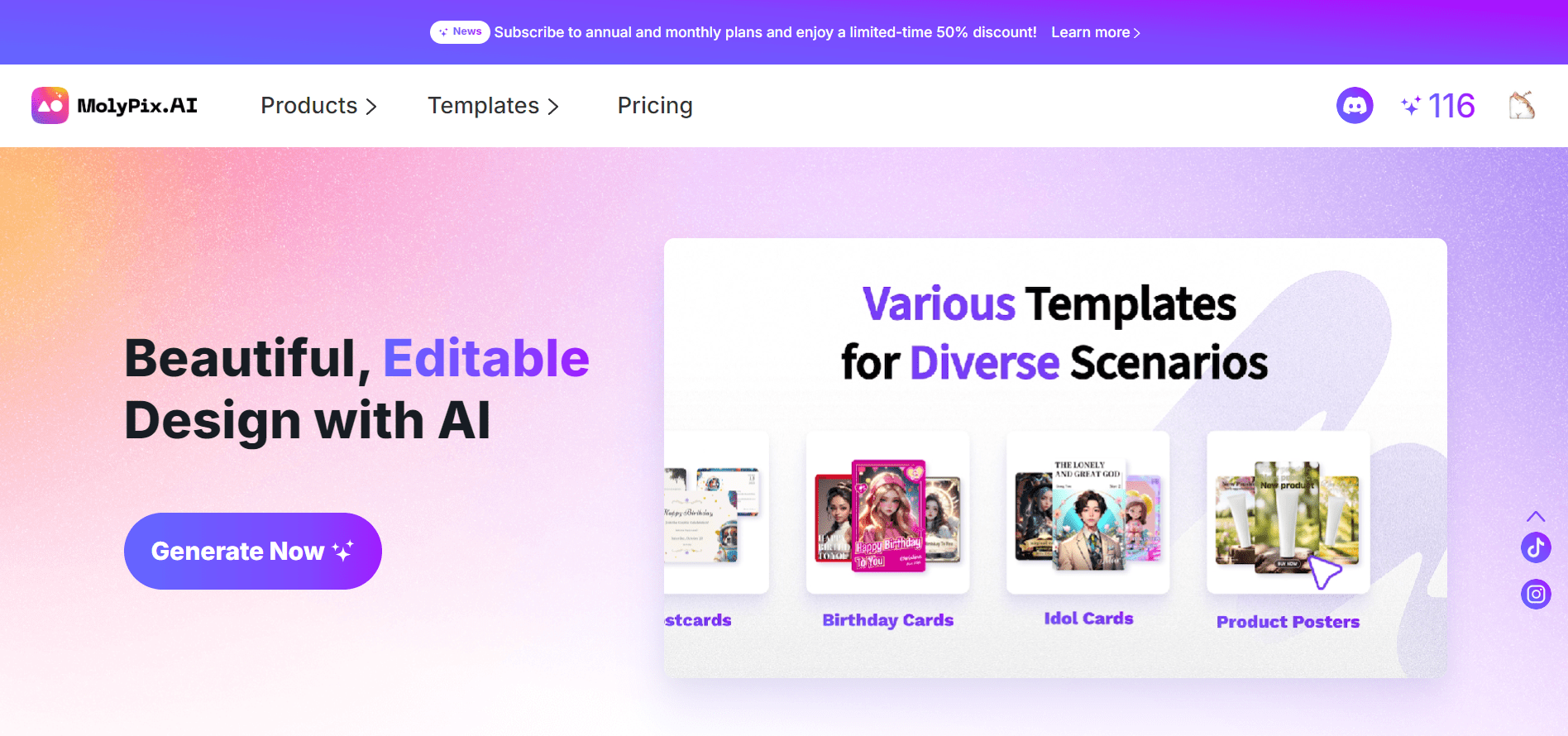MolyPix AI: Effortless Design Creation for Posters, Invitations, and Cards